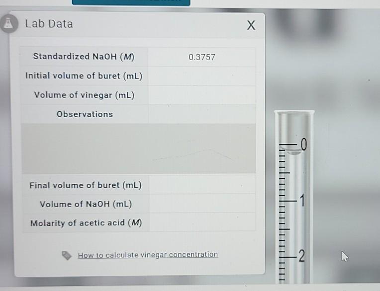 À Lab Data Х Standardized NaOH (M) 0.3757 Initial | Chegg.com