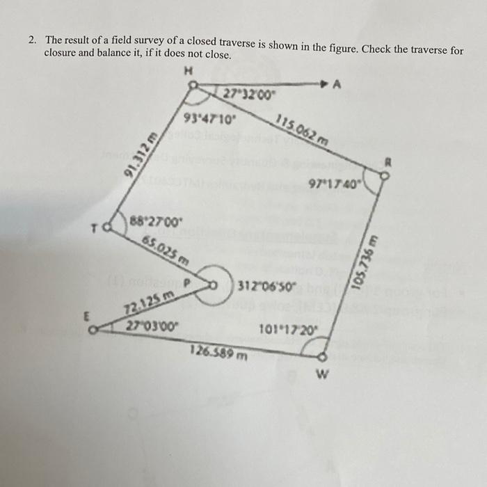 Solved 1. The result of a field survey of a closed traverse | Chegg.com