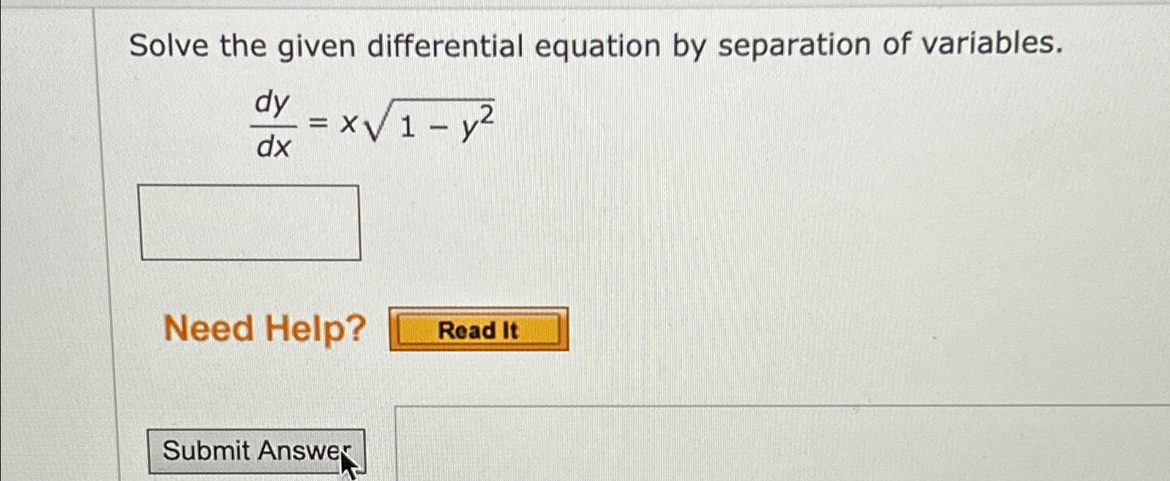 Solved Solve the given differential equation by separation | Chegg.com