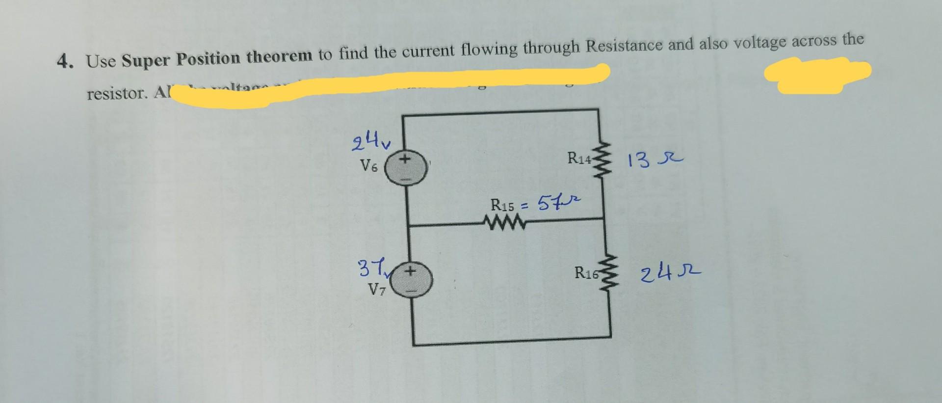 Solved 4. Use Super Position theorem to find the current | Chegg.com