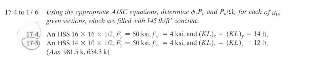 Solved 17-4 ﻿to 17-6. ﻿Using the appropriate AISC equations, | Chegg.com