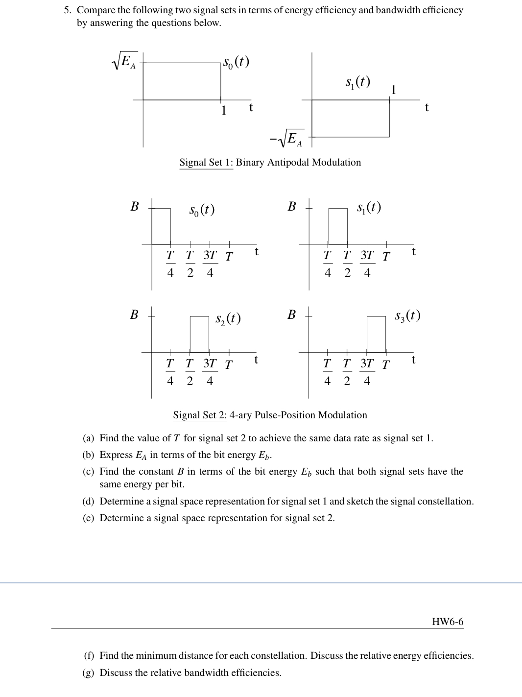 Solved For each of the following signal sets, determine the | Chegg.com