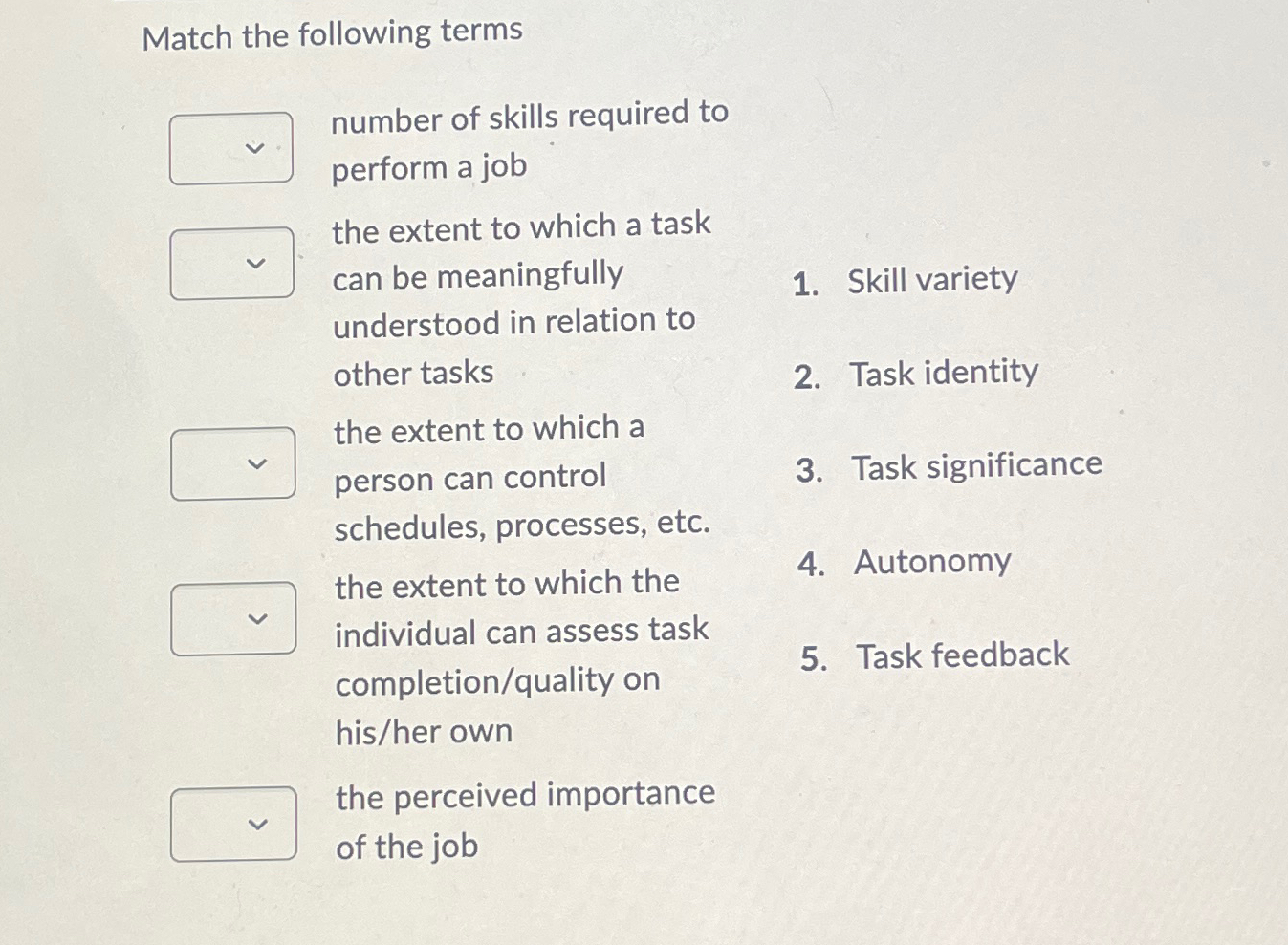 Solved Match the following termsnumber of skills required to | Chegg.com