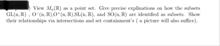 Solved MATRIX MANIFOLD ::©) ﻿View Mn(R) ﻿as a point set. | Chegg.com