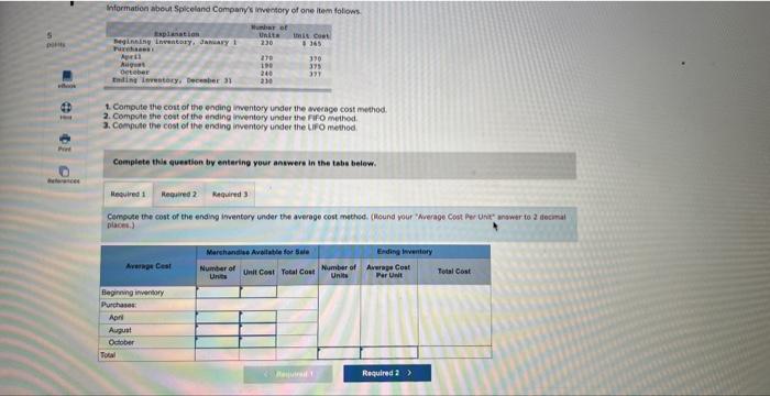 Solved Information abedt spiceland Compary's imesctory of | Chegg.com