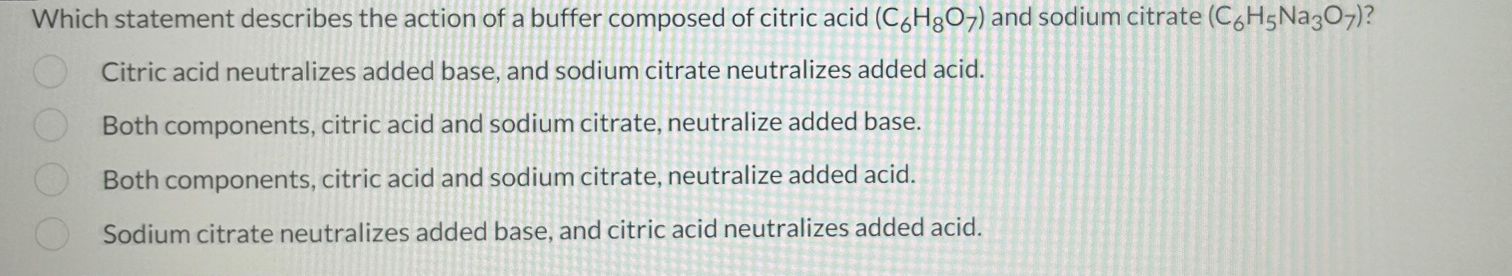 Solved Which statement describes the action of a buffer | Chegg.com