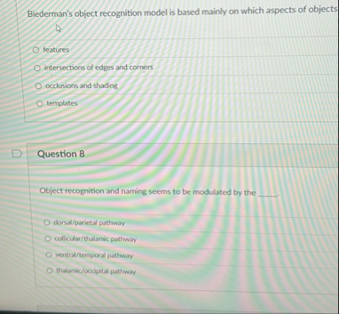 Solved Biederman's object recognition model is based mainly | Chegg.com