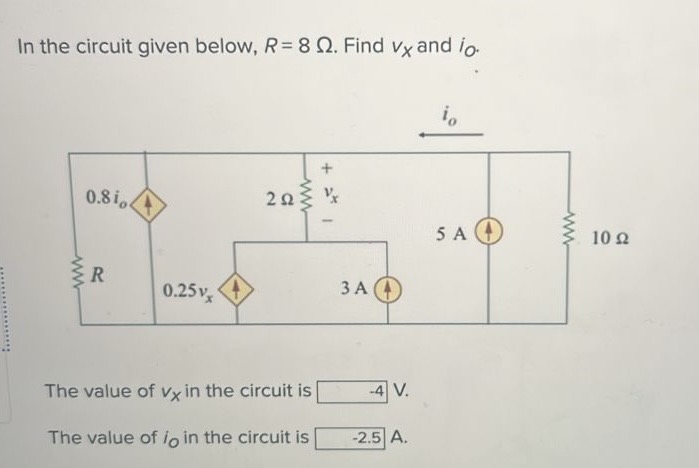 Solved In the circuit given below, R=8Ω. ﻿Find vx ﻿and | Chegg.com