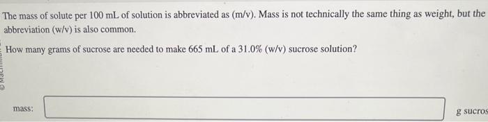 [Solved]: The mass of solute per ( 100 mathrm{~mL} ) of