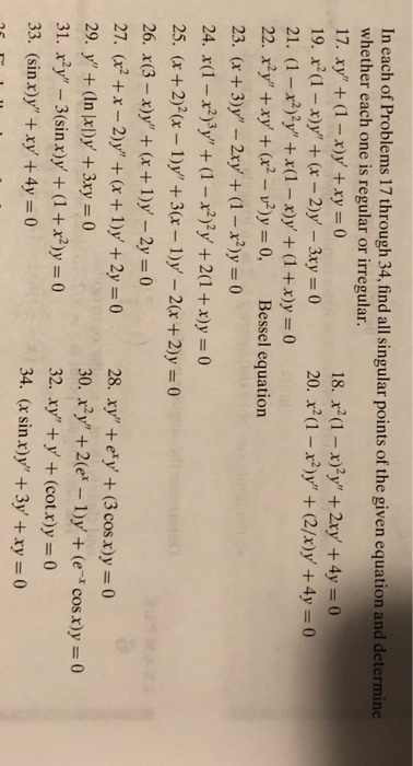 Solved In each of Problems 17 through 34, find all singular | Chegg.com