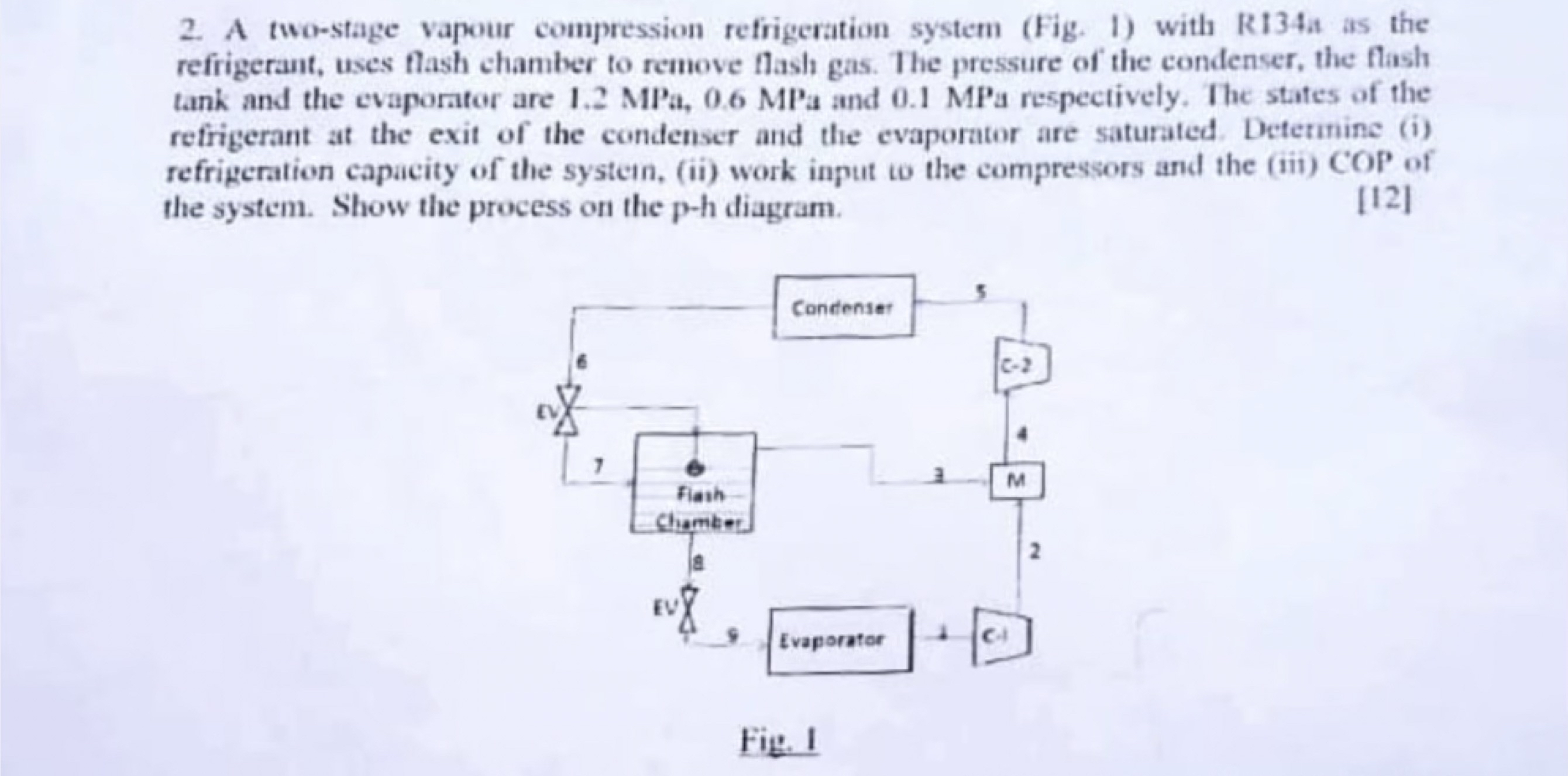 A two-stage vapour compression refrigeration system | Chegg.com