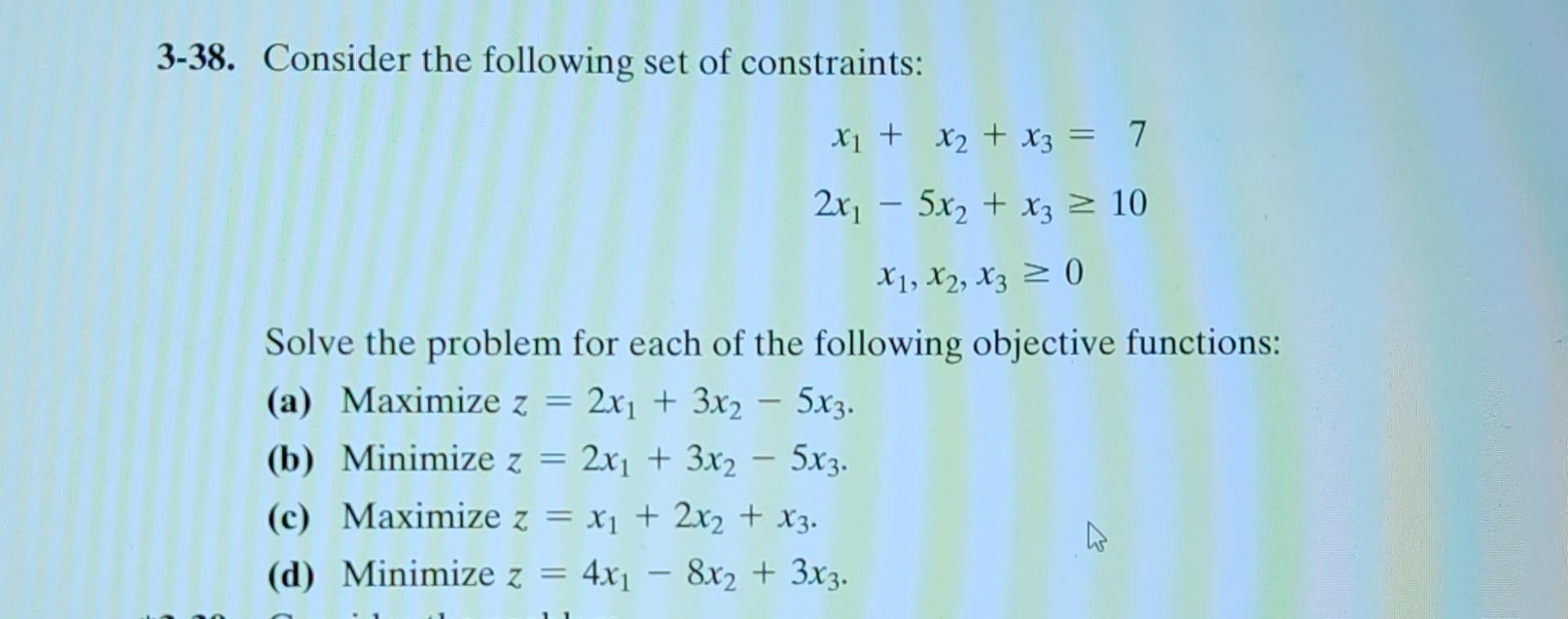Solved 3-38. Consider the following set of constraints: | Chegg.com