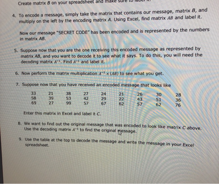 Solved Part 3 - Cryptography Matrices can be used to encode | Chegg.com