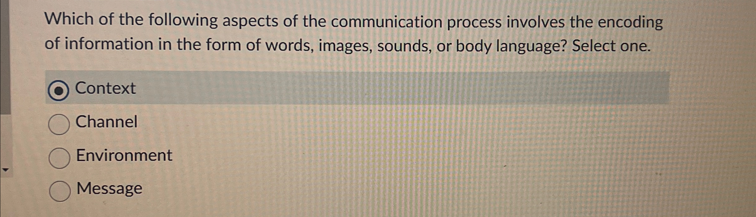 Solved Which of the following aspects of the communication | Chegg.com