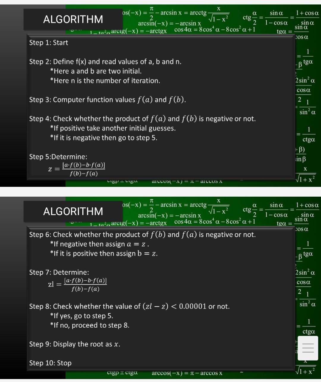 Solved Viny os(-x) = - arcsin x = arcctg ALGORITHM 2 | Chegg.com