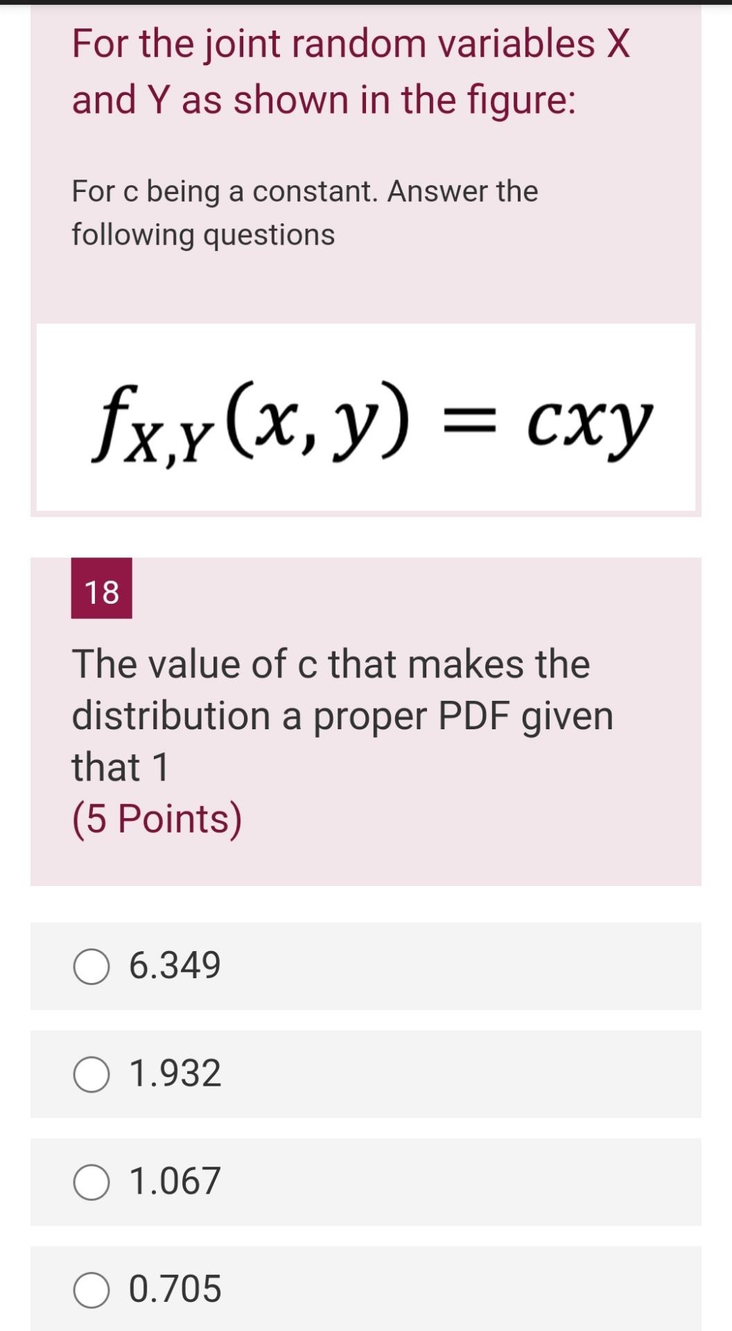 Solved For the joint random variables X and Y as shown in | Chegg.com