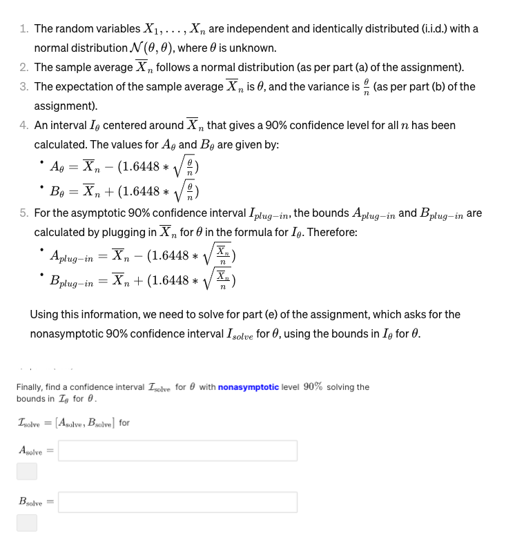 Solved Finally, find a confidence interval ℐ_solve for | Chegg.com