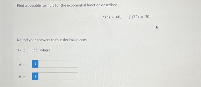 Solved Find a possible formula for the exponential function | Chegg.com