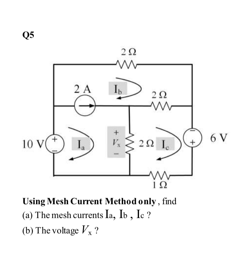 Solved Q5Using Mesh Current Method only, find(a) ﻿The mesh | Chegg.com
