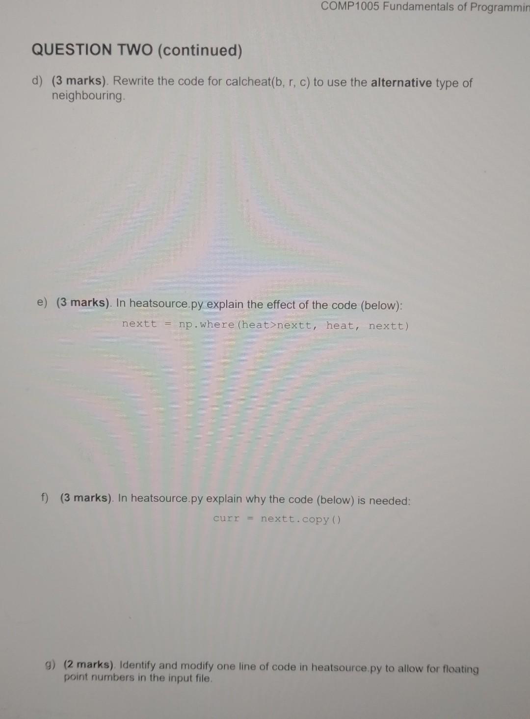 Solved c) (2 marks). The program below uses a gridding | Chegg.com