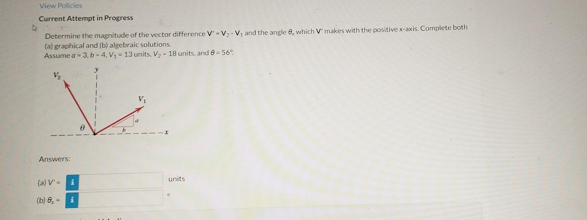 Solved Determine the magnitude of the vector difference | Chegg.com