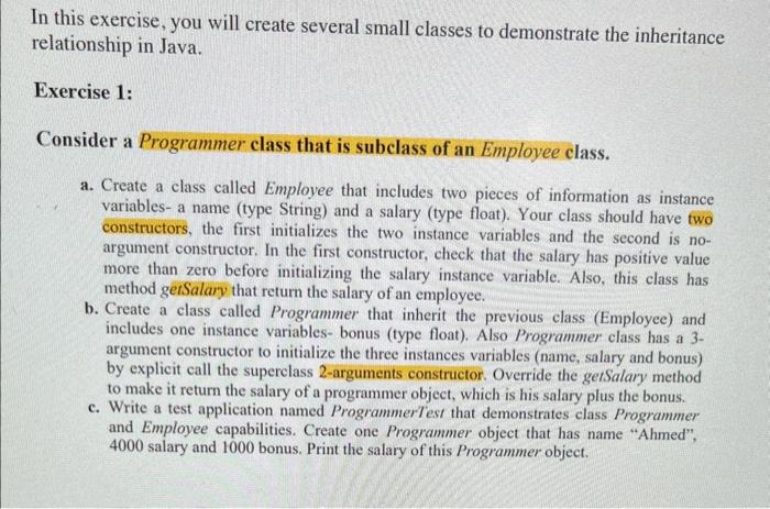 Solved a. Create a class called Employee that includes two | Chegg.com