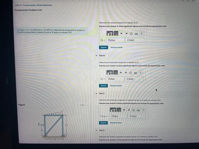 Solved Delarnue the vertcal componart of reacton at D | Chegg.com