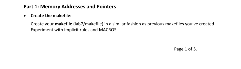 Solved Part 1: Memory Addresses and Pointers- ﻿Create the | Chegg.com