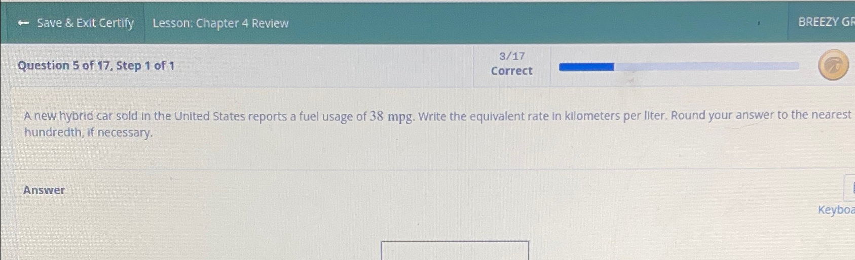 Solved larr Save & Exit CertifyLesson: Chapter 4 | Chegg.com