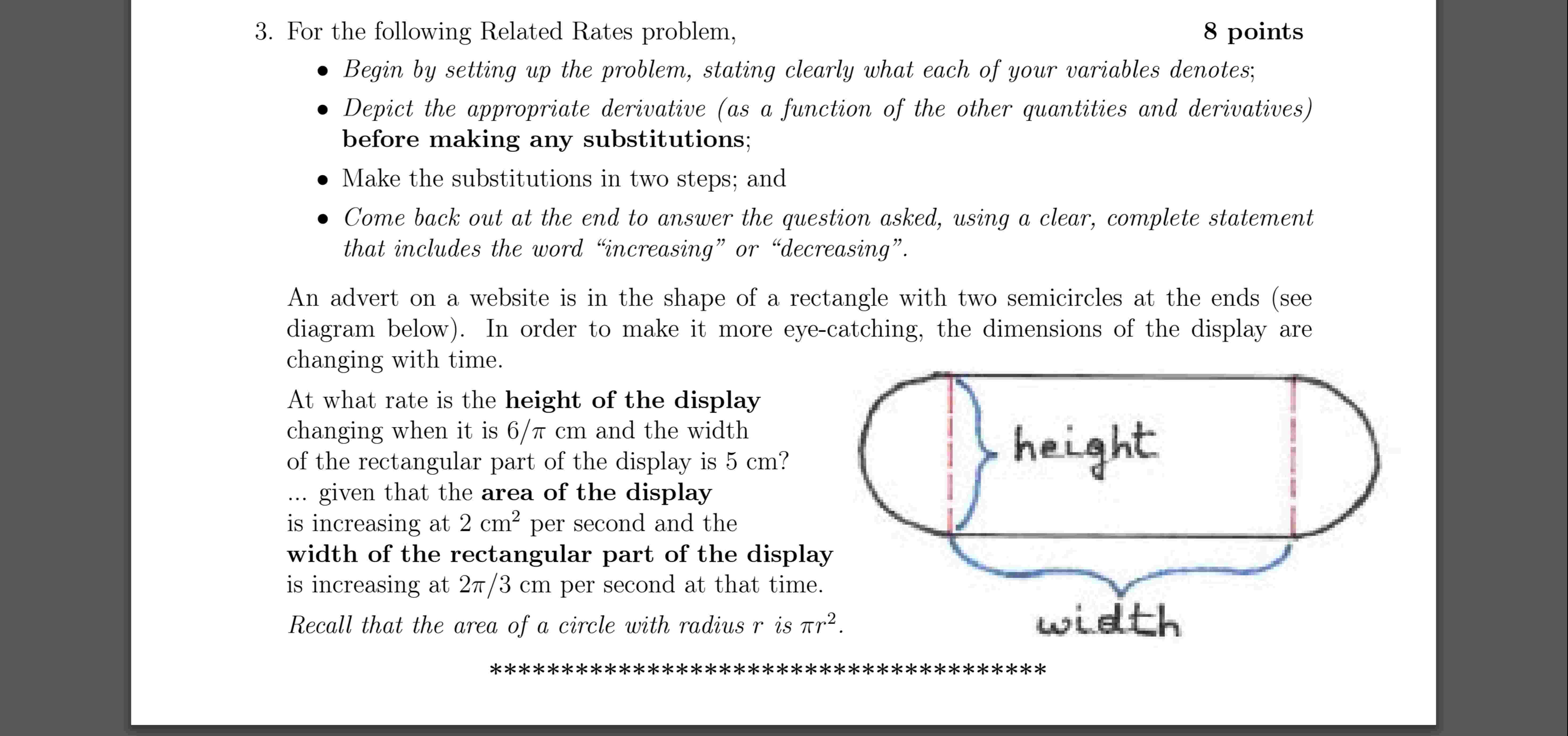 Solved 3. ﻿For the following Related Rates problem, - ﻿Begin | Chegg.com