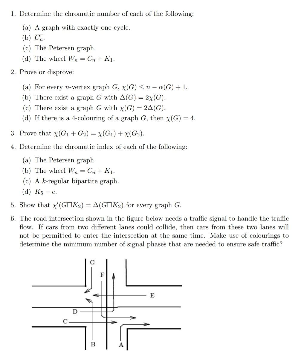 Solved 1. Determine the chromatic number of each of the | Chegg.com