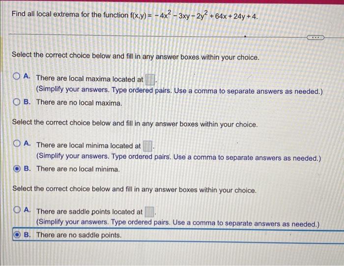 Solved Find all local extrema for the function | Chegg.com