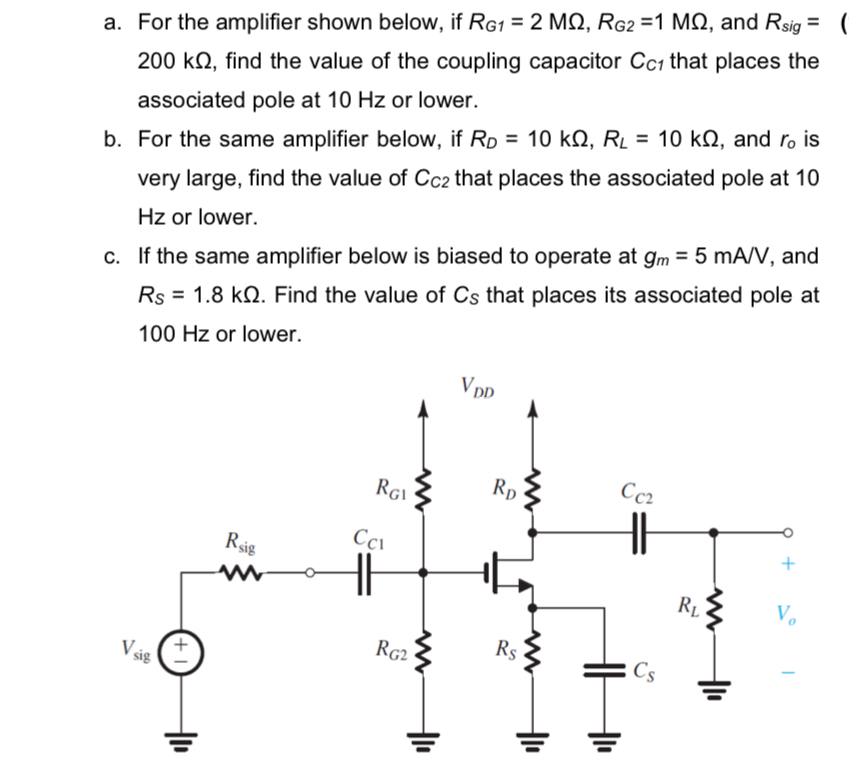 Solved a. ﻿For the amplifier shown below, if | Chegg.com
