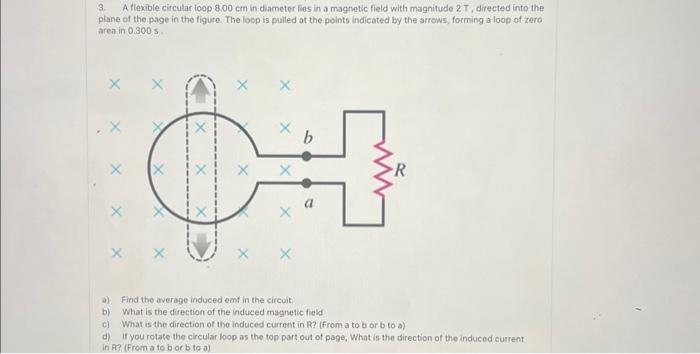 Solved 3. A flexible circular loop 8.00 cm in diameter lies | Chegg.com