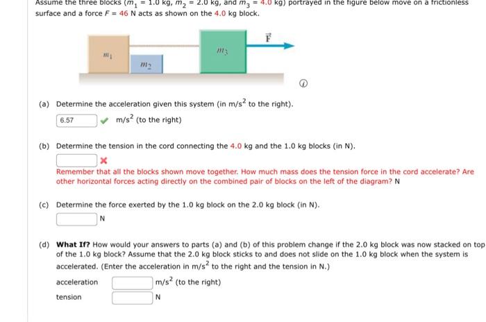 Solved Assume the three blocks (m1=1.0 kg,m2=2.0 kg, and | Chegg.com