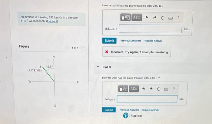 Solved How far north has the plane traveled atter 2.00 h ? | Chegg.com