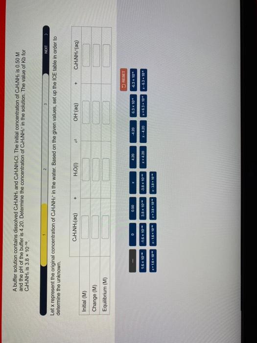 Solved A buffer solution contains dissolved C.H.NH. and | Chegg.com