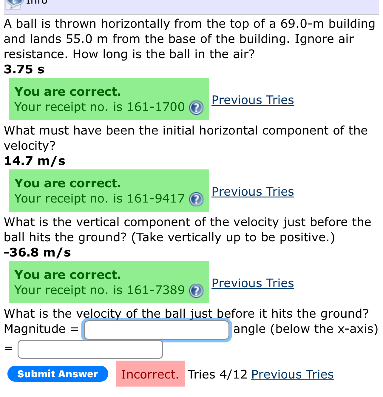 Solved A ball is thrown horizontally from the top of a | Chegg.com