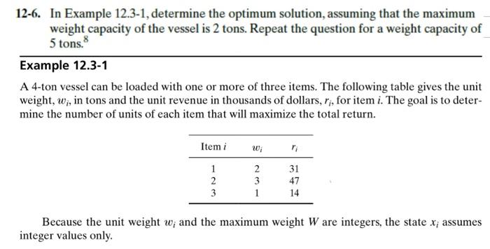 Solved 12-6. In Example 12.3-1, determine the optimum | Chegg.com