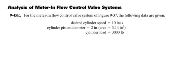 Analysis of Meter-In Flow Control Valve Systems | Chegg.com