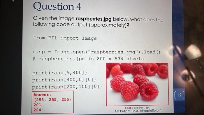 Solved + Question 4 Given the image raspberries.jpg below, | Chegg.com