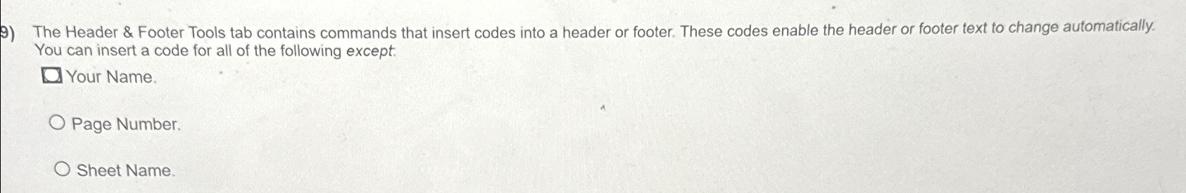 Solved The Header & Footer Tools tab contains commands that | Chegg.com