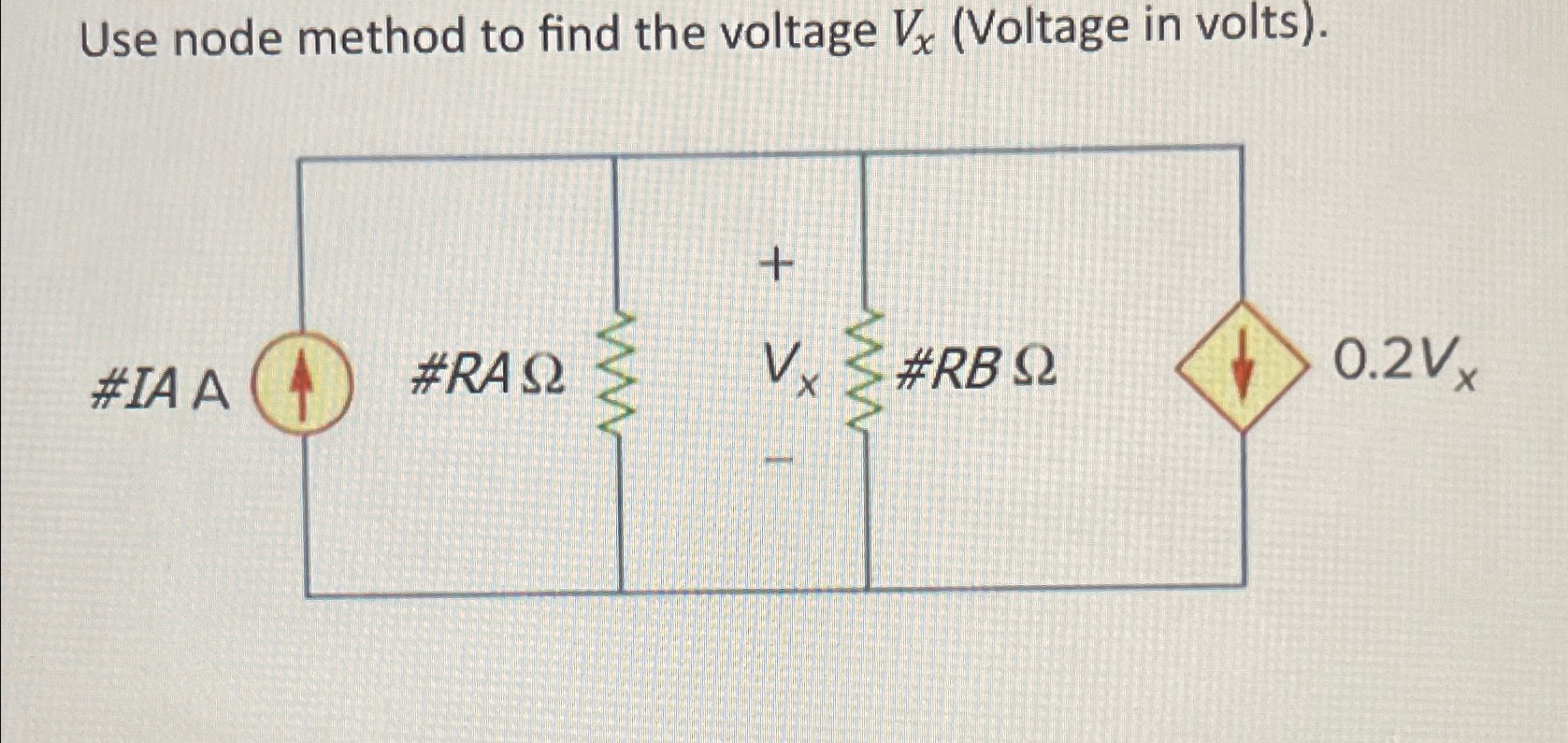 Solved Use node method to find the voltage Vx (Voltage in | Chegg.com