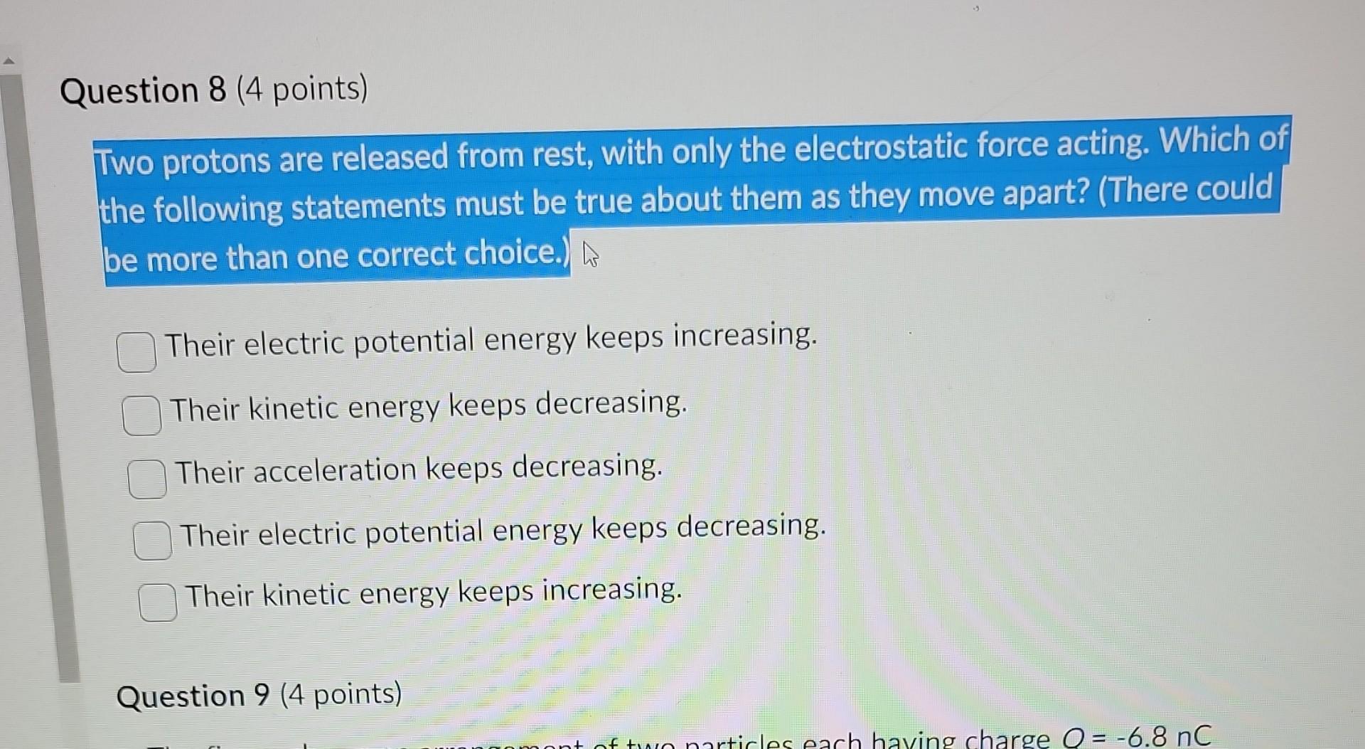 Solved Two protons are released from rest, with only the | Chegg.com
