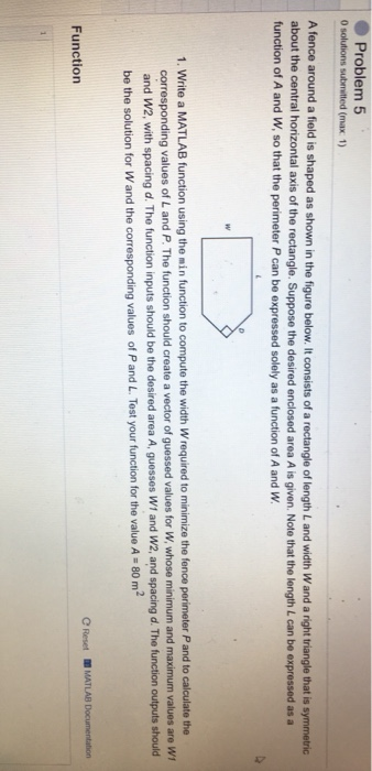 Solved Problem 1 O Solutions Submitted Max 1 Use Matlab 5021