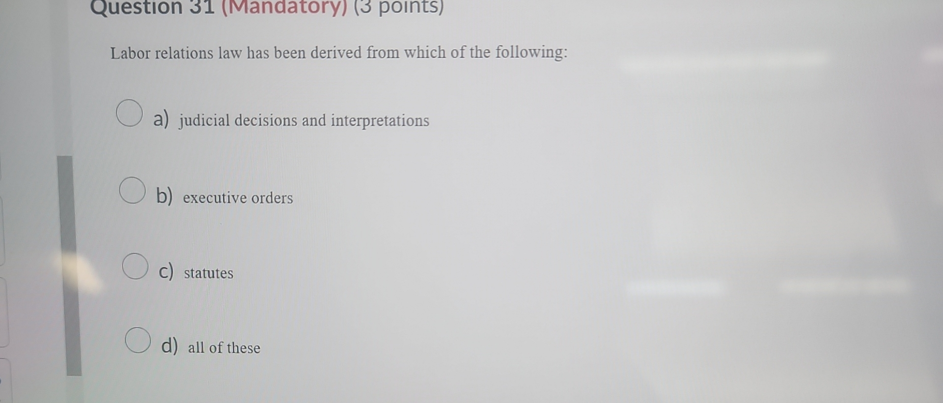 Solved Question 31 (Mandatory) (3 points)Labor relations | Chegg.com Solved Question 31 (Mandatory) (3 points)Labor relations | Chegg.com
