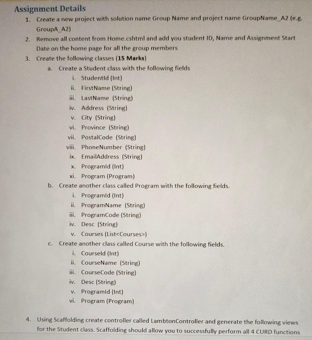 Solved CSD-3354: Programming C# .NET Assignment #2 - Student | Chegg.com