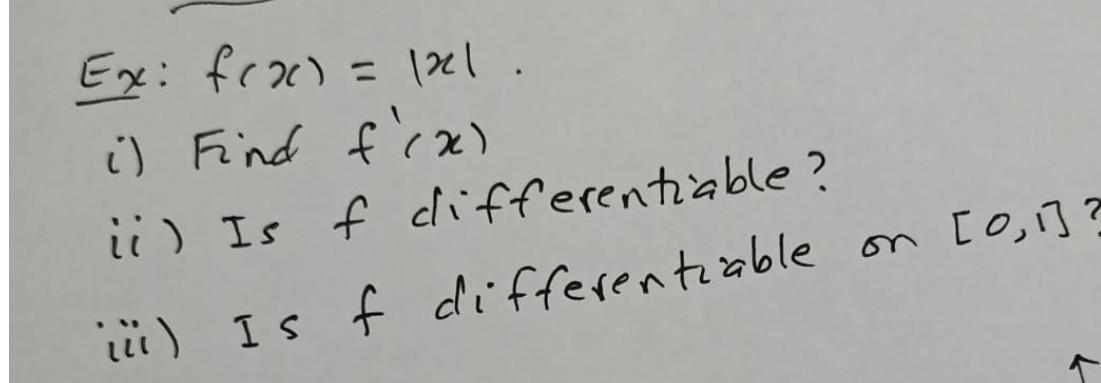 Solved Ex: f(x)=|x|.i) ﻿Find f'(x)ii) ﻿Is f | Chegg.com