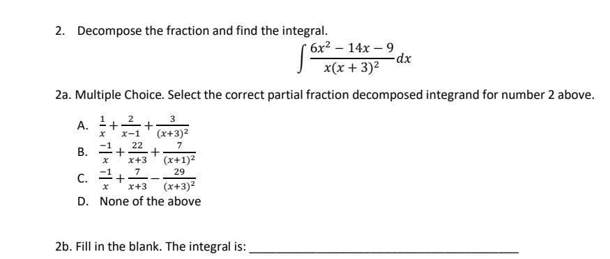 Solved Decompose the fraction and find the | Chegg.com