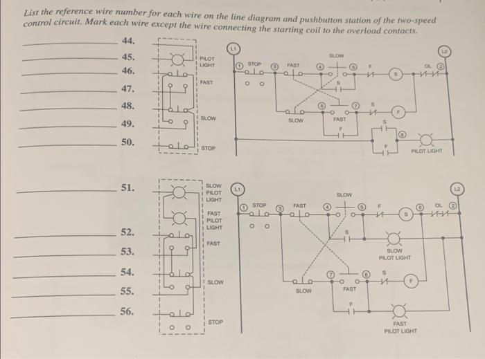 Solved List the reference wire number for each wire on the | Chegg.com